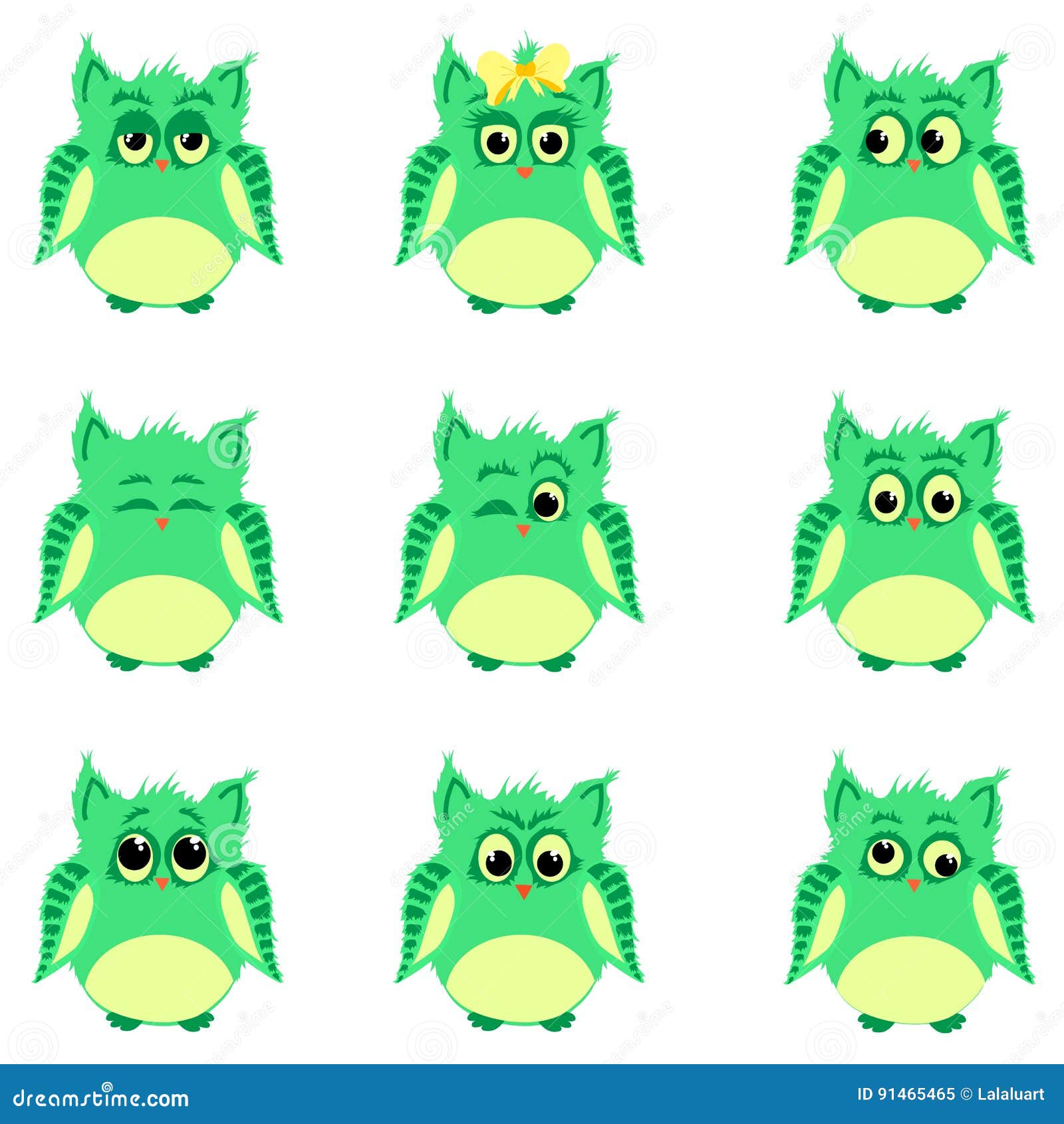 Emotions of green owls stock illustration. Illustration of design ...
