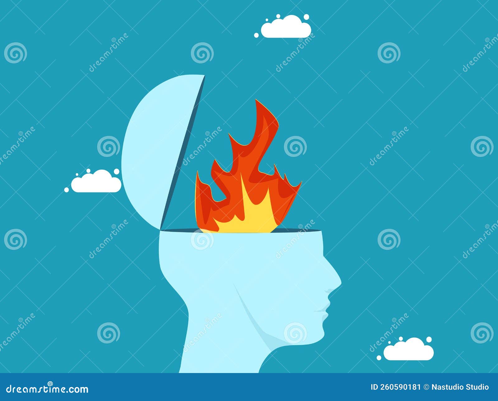 Emotions are Hot. Fire is in the Person Head Stock Vector ...