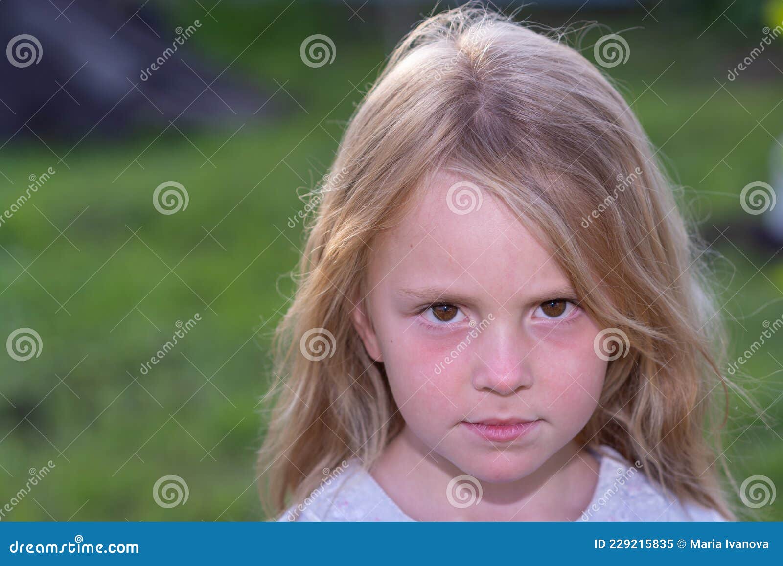 Emotions. a Little Girl Expresses Different Emotions on Her Face. Stock ...