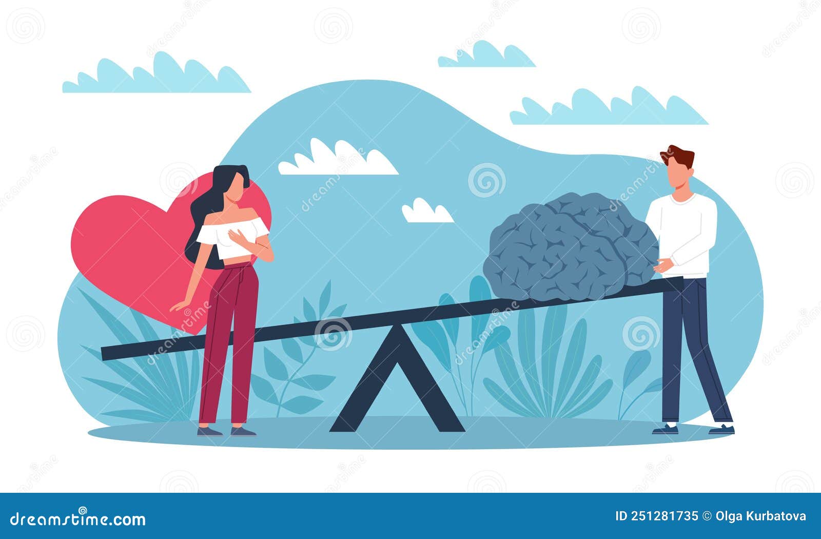 Emotions And Practicality. Instinct And Logic, Brain Vs Heart, Elements ...