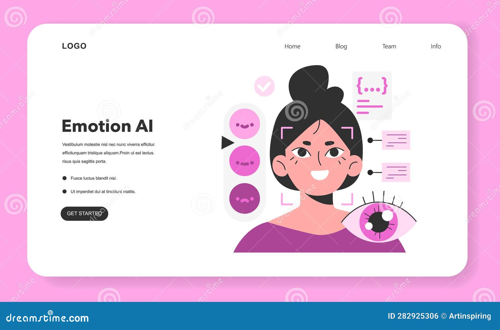Emotions Recognition Web Banner or Landing Page. Artificial Intelligence Stock Vector ...