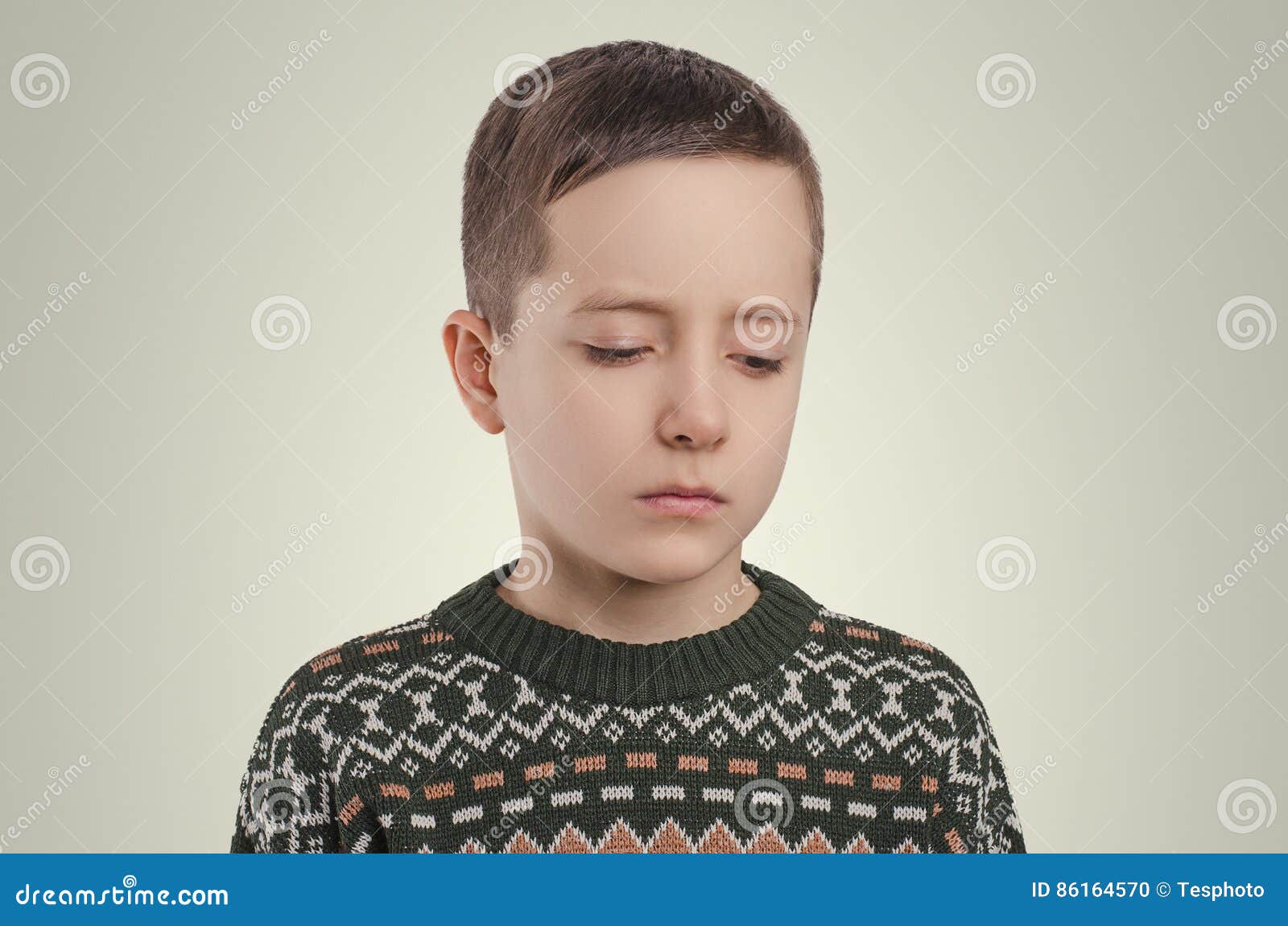 Emotions. Sad Boy Looking Down. Stock Photo - Image of smiling ...