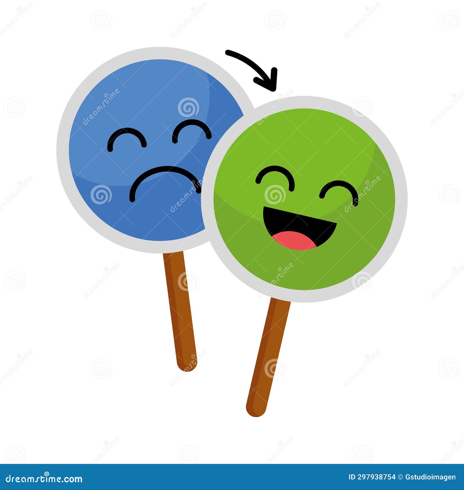 Emotions sad and happy stock illustration. Illustration of face - 297938754