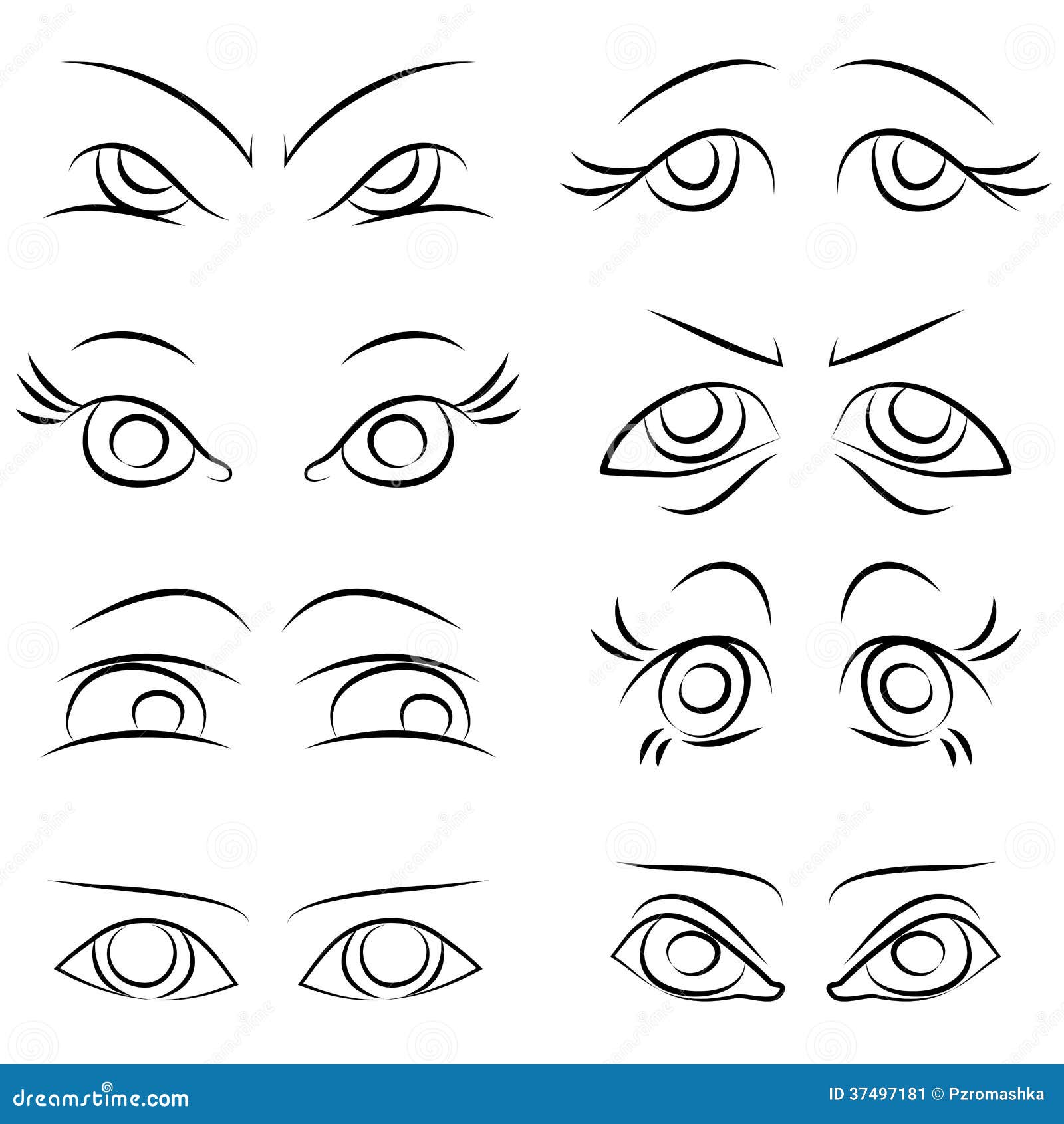 Emotions. Set of Pairs of Eyes. Vector Stock Vector - Illustration of ...