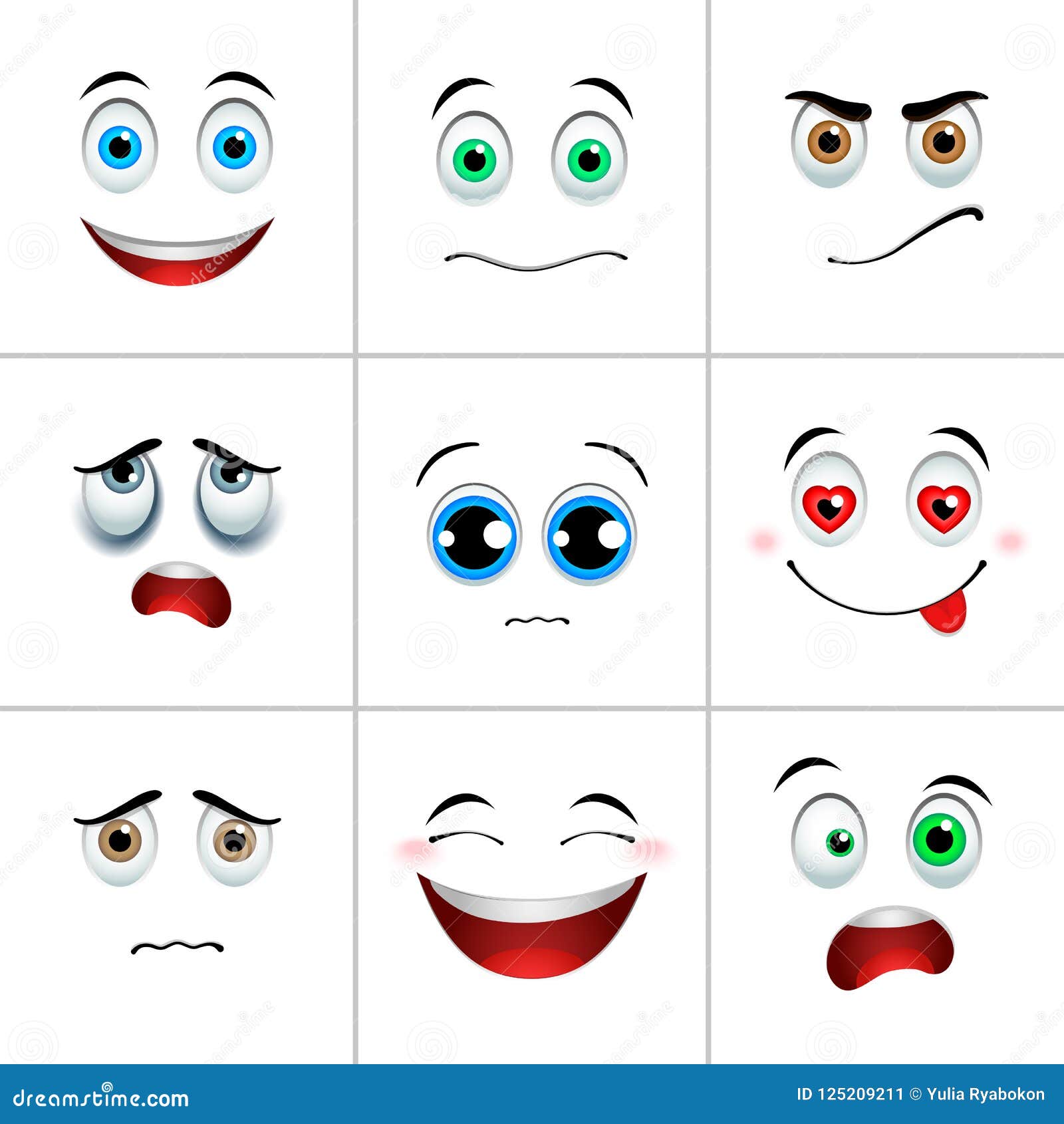 Emotions set, square stock illustration. Illustration of enraged ...