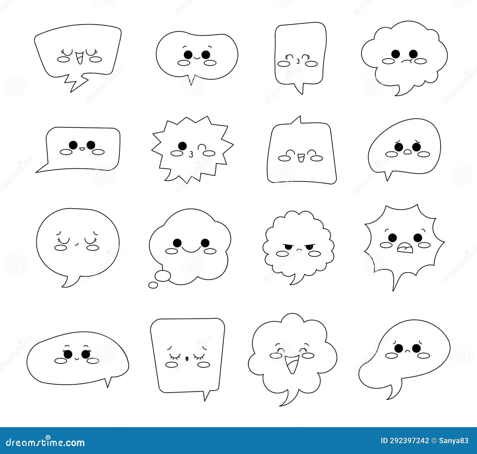 Emotions Speech Bubbles. Coloring Page Stock Vector - Illustration of ...