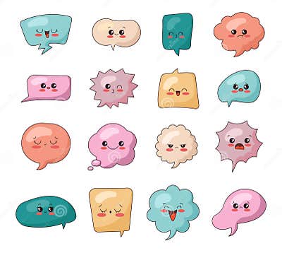 Emotions Speech Bubbles. Cute Comic Characters Stock Vector ...