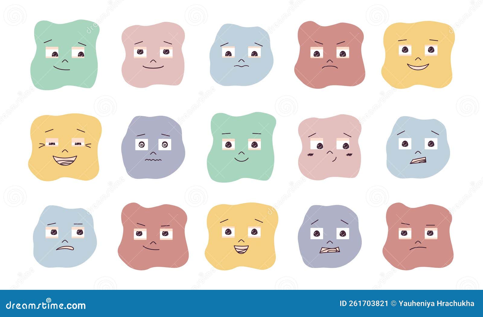 Emotions Sticker Set Cartoon. Abstract Comic Emoji with Various ...