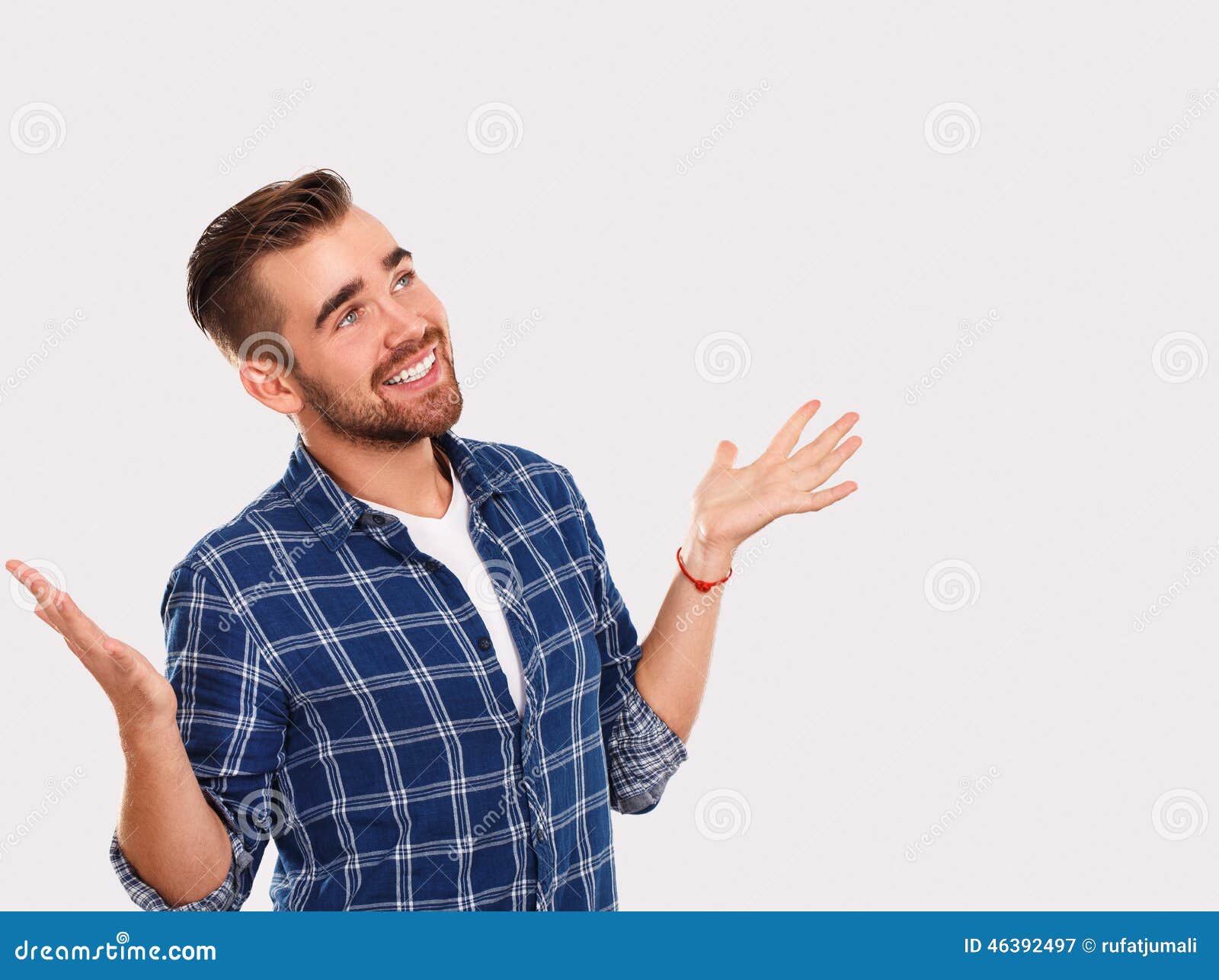 Emotions. Young Man in Blue Shirt Stock Image - Image of blue ...