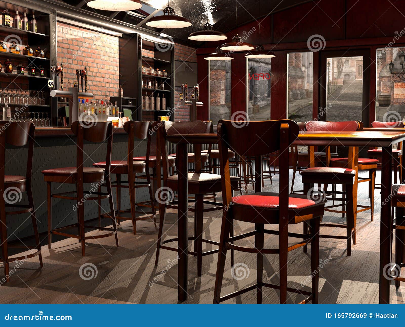 Empty British Pub in Late Afternoon Stock Illustration - Illustration ...