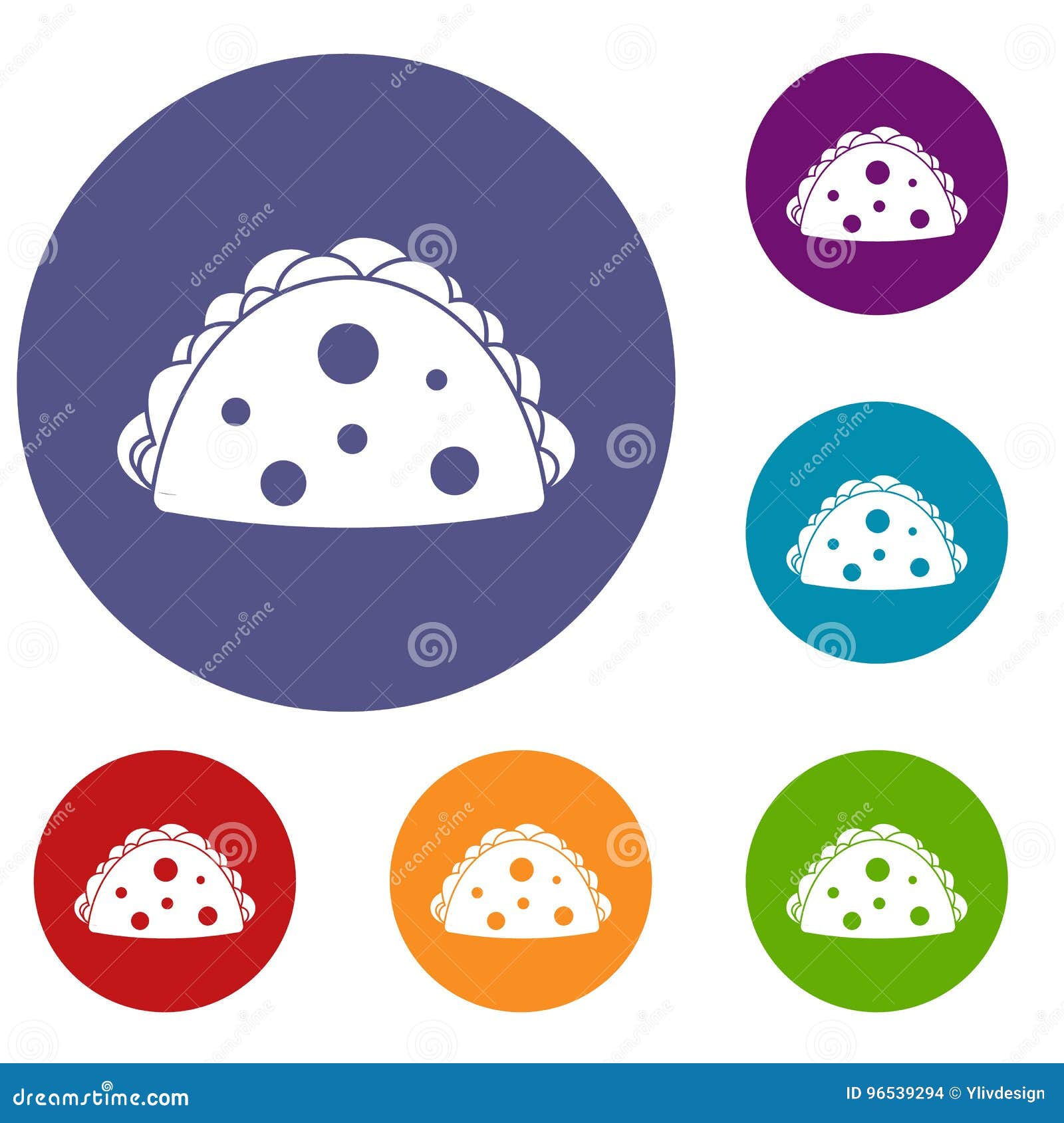 Empanada, Cheburek or Calzone Icons Set Stock Vector - Illustration of ...