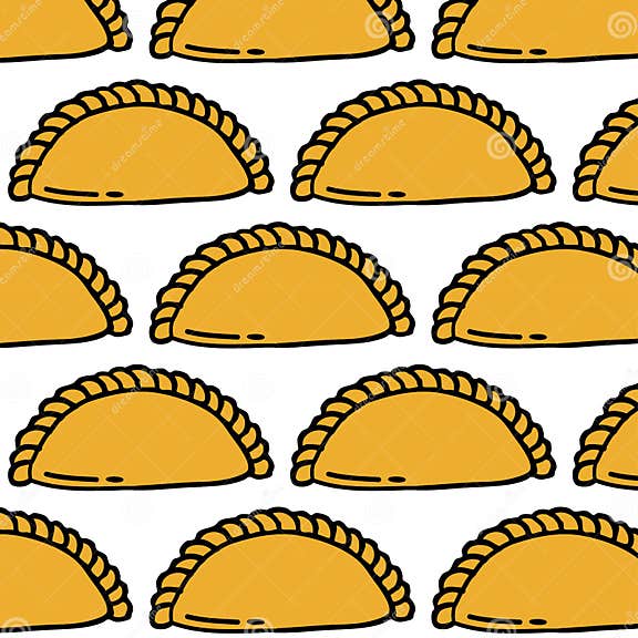 Empanada Seamless Doodle Pattern, Vector Color Illustration Stock ...