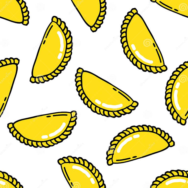 Empanada Seamless Doodle Pattern, Vector Illustration Stock ...
