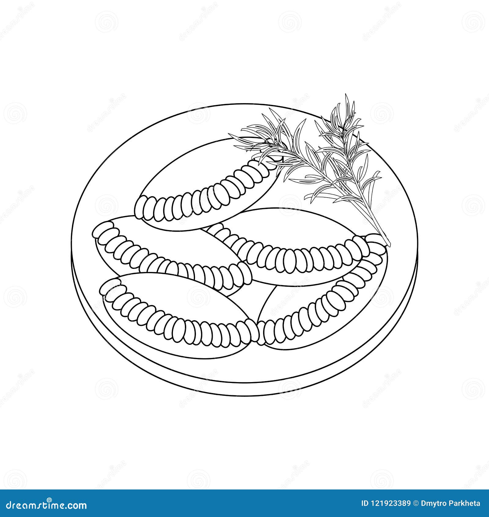 Empanadas coloring page stock vector. Illustration of baked - 121923389