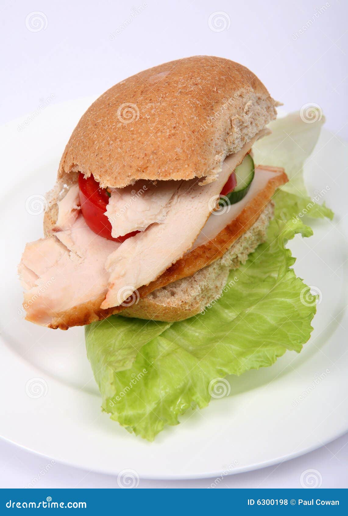 Emparedado De Pavo Del Rodillo De Pan De Brown Foto de archivo - Imagen ...