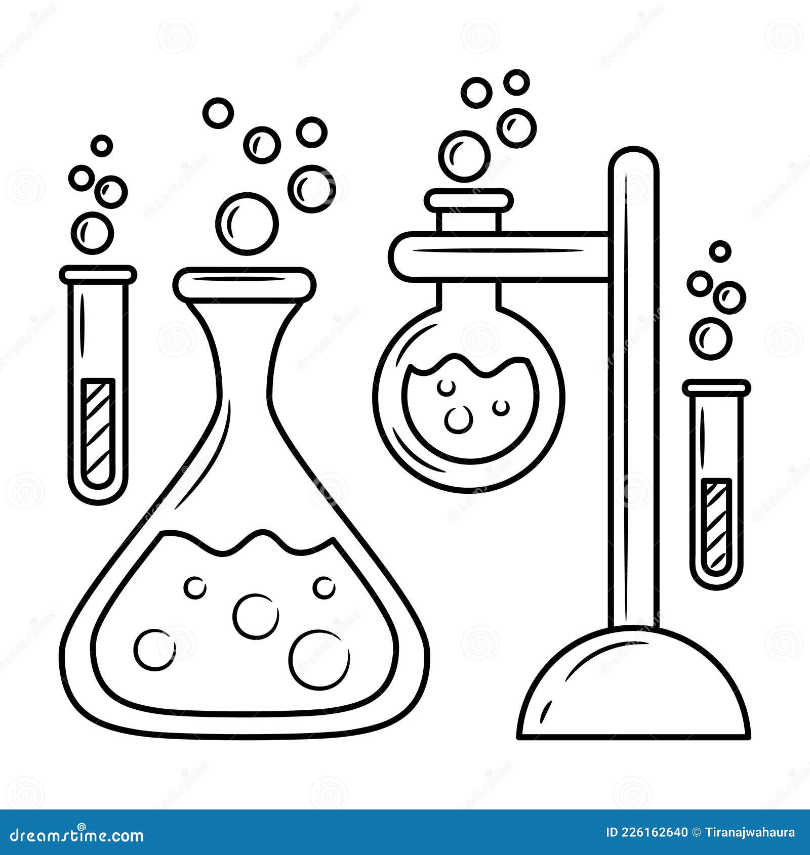 Science Lab Beakers and Test Tubes Vector Illustration with Simple Hand ...