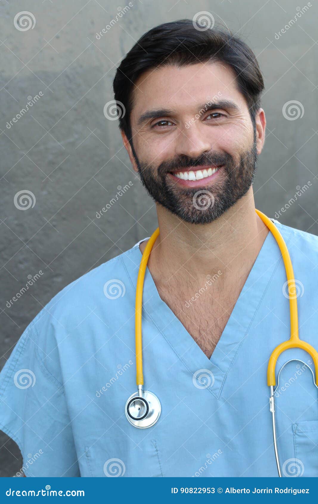 Empathetic Doctor Smiling Close Up Stock Image - Image of hispanic ...