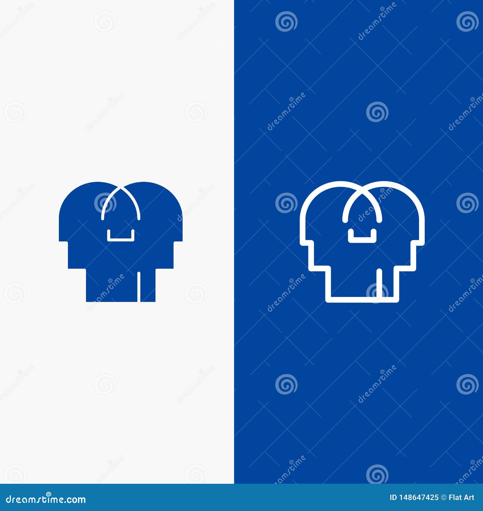 Empathy, Feelings, Mind, Head Line and Glyph Solid Icon Blue Banner ...