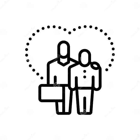Black Line Icon for Empathy, Sympathy and Care Stock Illustration ...
