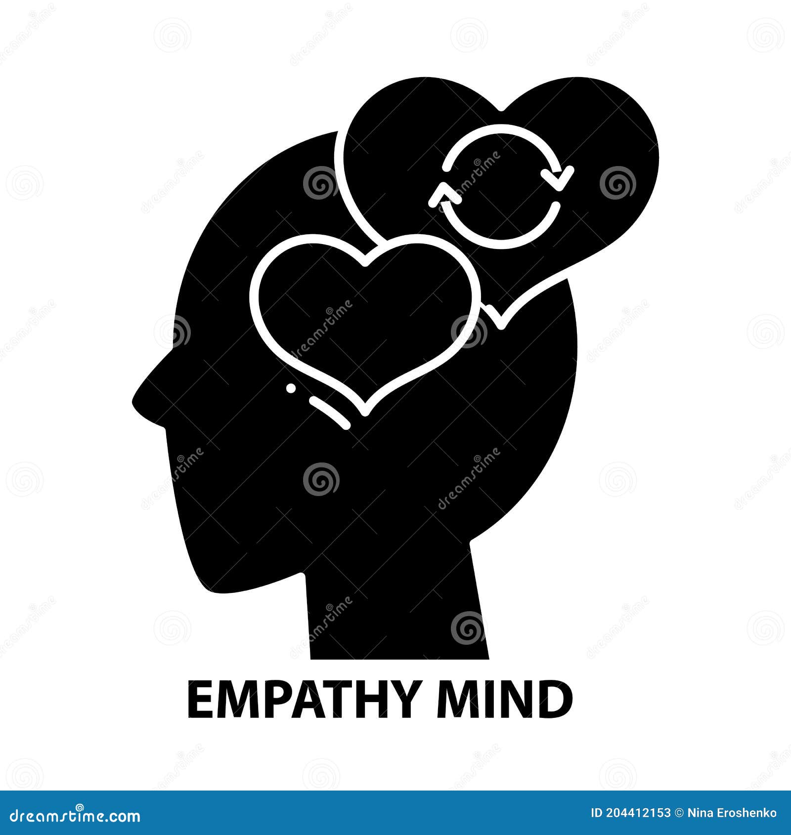 Empathy Mind Icon, Black Vector Sign with Editable Strokes, Concept ...