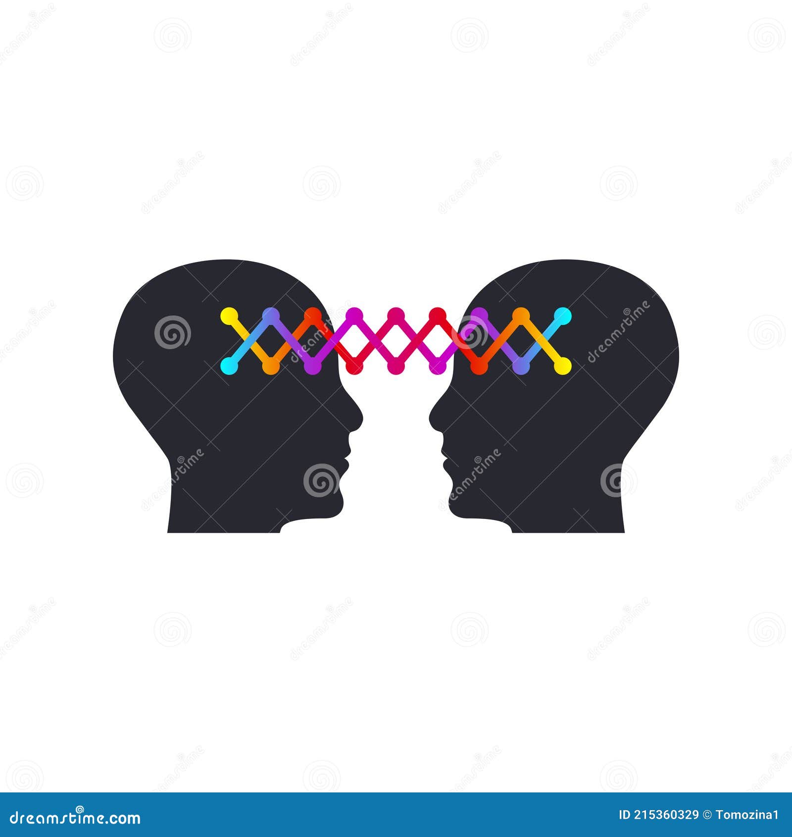 Empathy Symbol. Two Connected Profiles Stock Vector - Illustration of ...