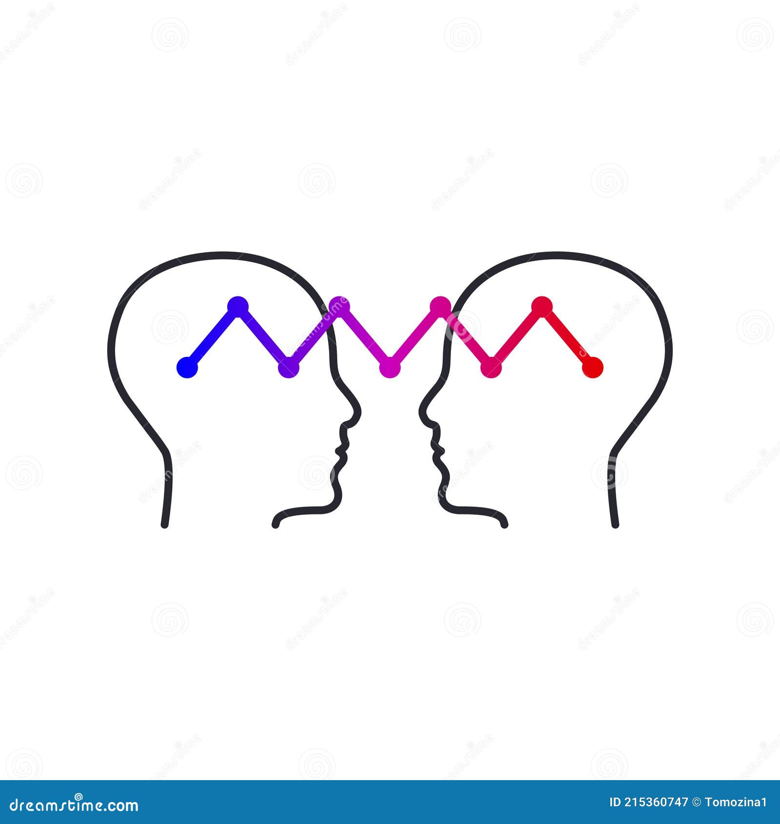 Empathy Symbol. Two Connected Profiles Stock Vector - Illustration of ...