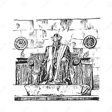 The Emperor Genghis Khan is on the Throne. Sketch Stock Illustration ...