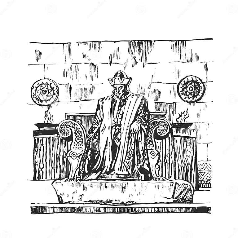 The Emperor Genghis Khan is on the Throne. Sketch Stock Illustration ...