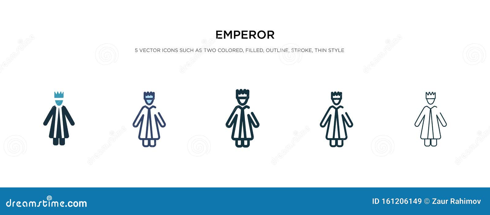 Emperor Icon in Different Style Vector Illustration. Two Colored and ...