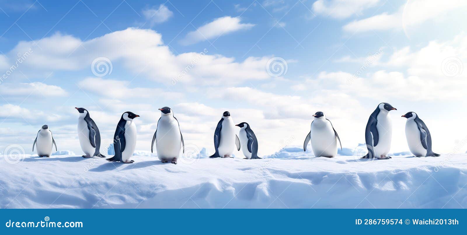 Emperor Penguins on the Ice. North Pole Arctic with Group Penguins ...