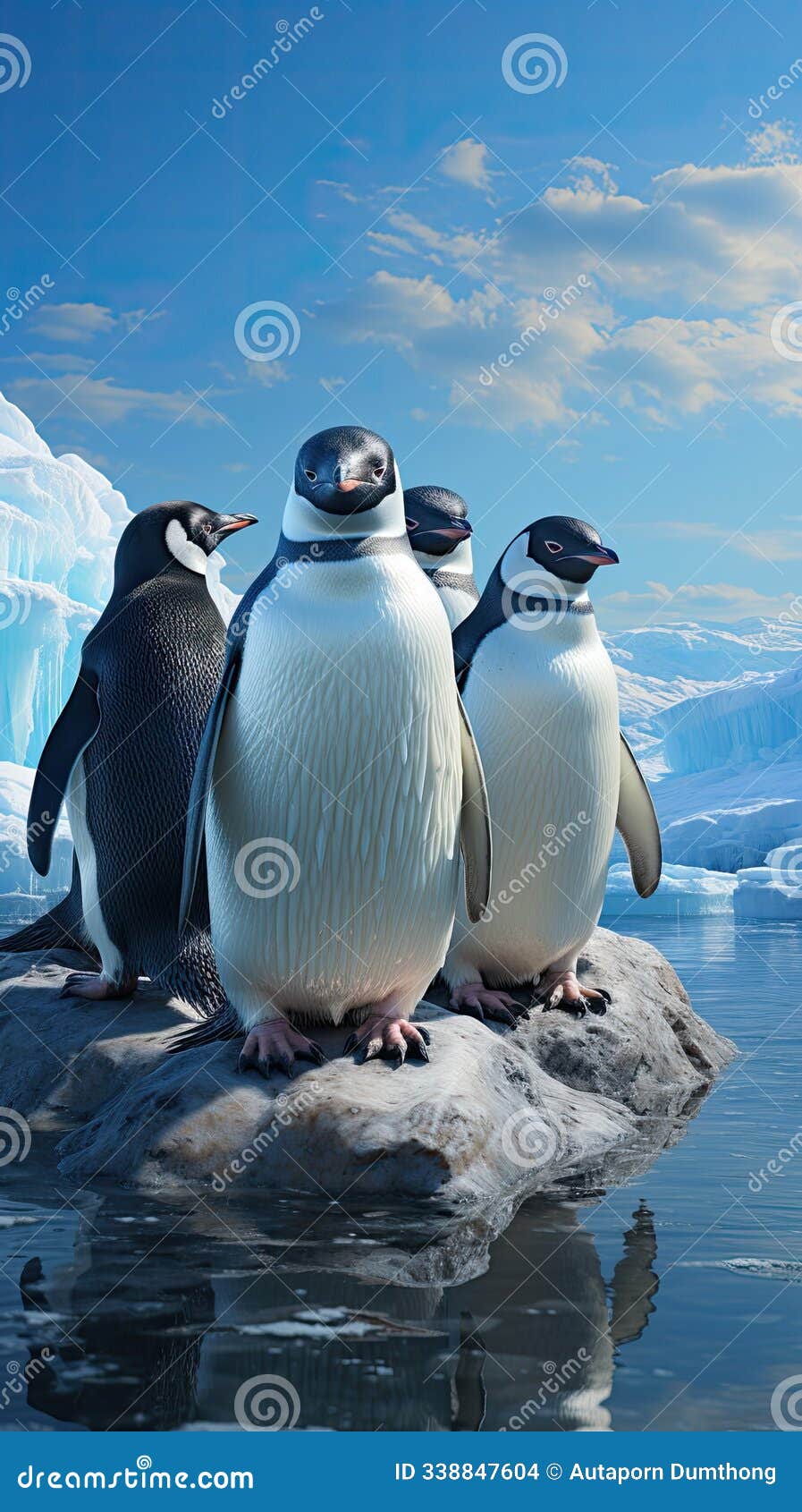 Emperor Penguins Huddled On Ice In Photorealistic Miki Asai Style ...