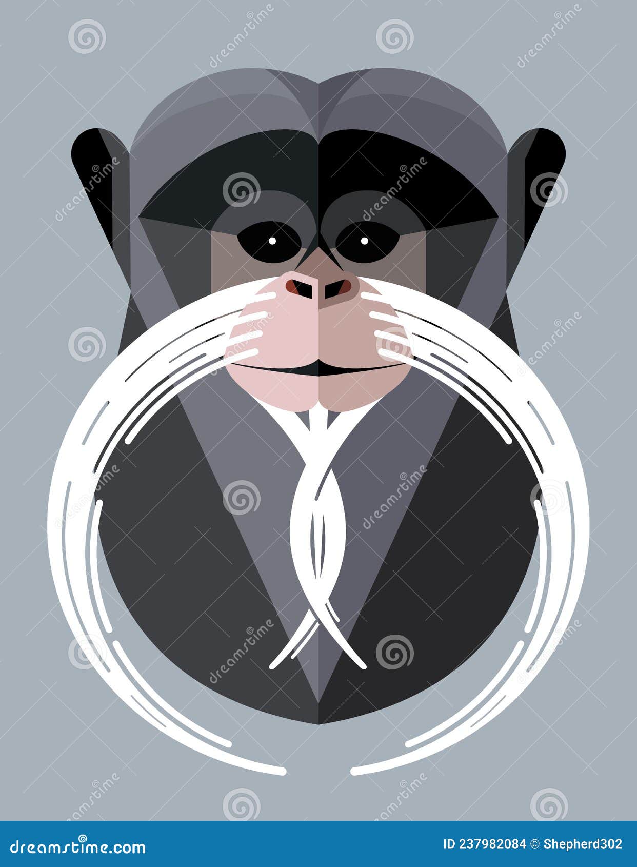 Emperor Tamarin Monkey Cartoon Retro Drawing Stock Photography ...