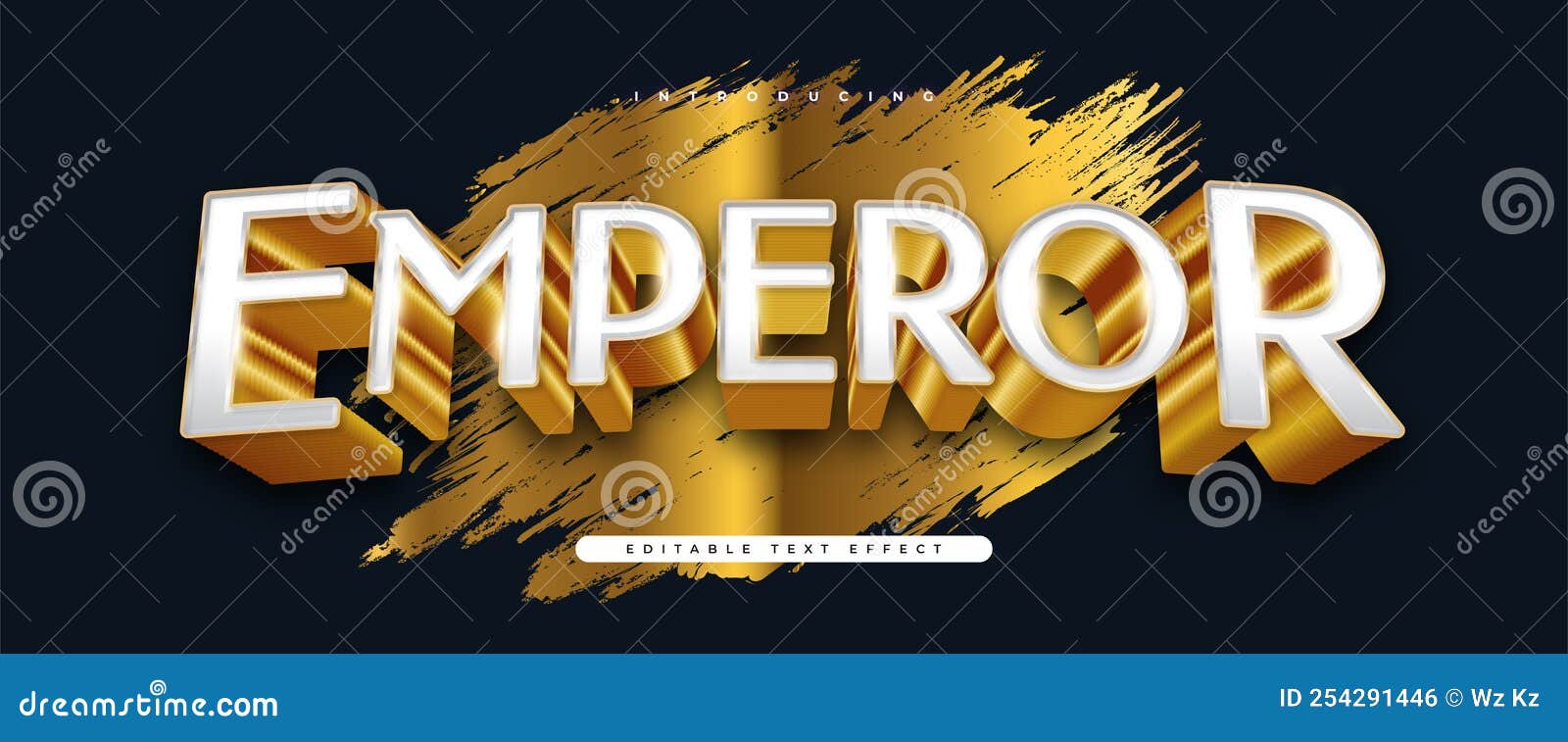 Emperor Text in White and Gold Style with 3D Effect Stock Vector ...