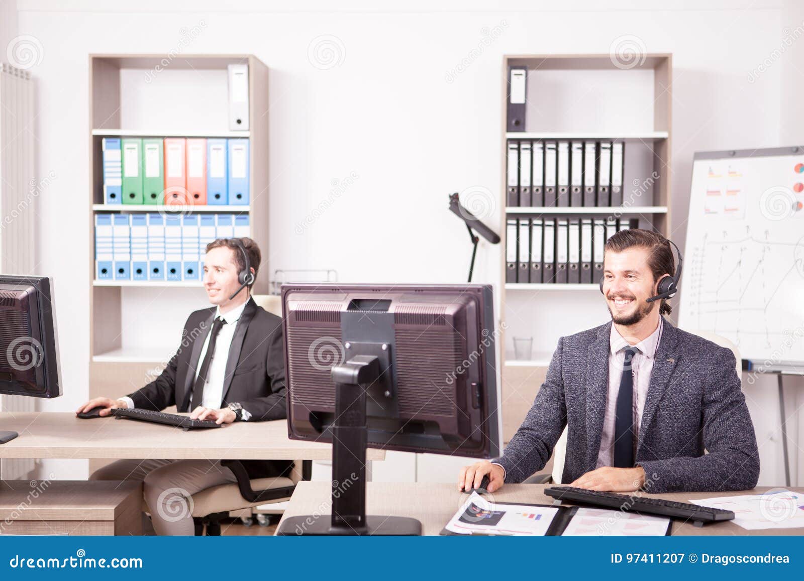 Employe from Customer Service Support Working in the Office Stock Image ...