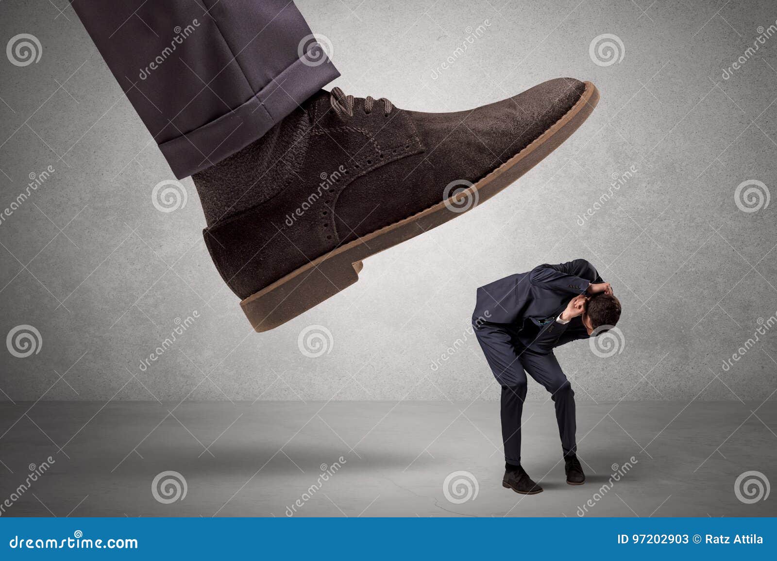 Employee Afraid of the Big Boss Foot Stock Image - Image of dread, grey ...