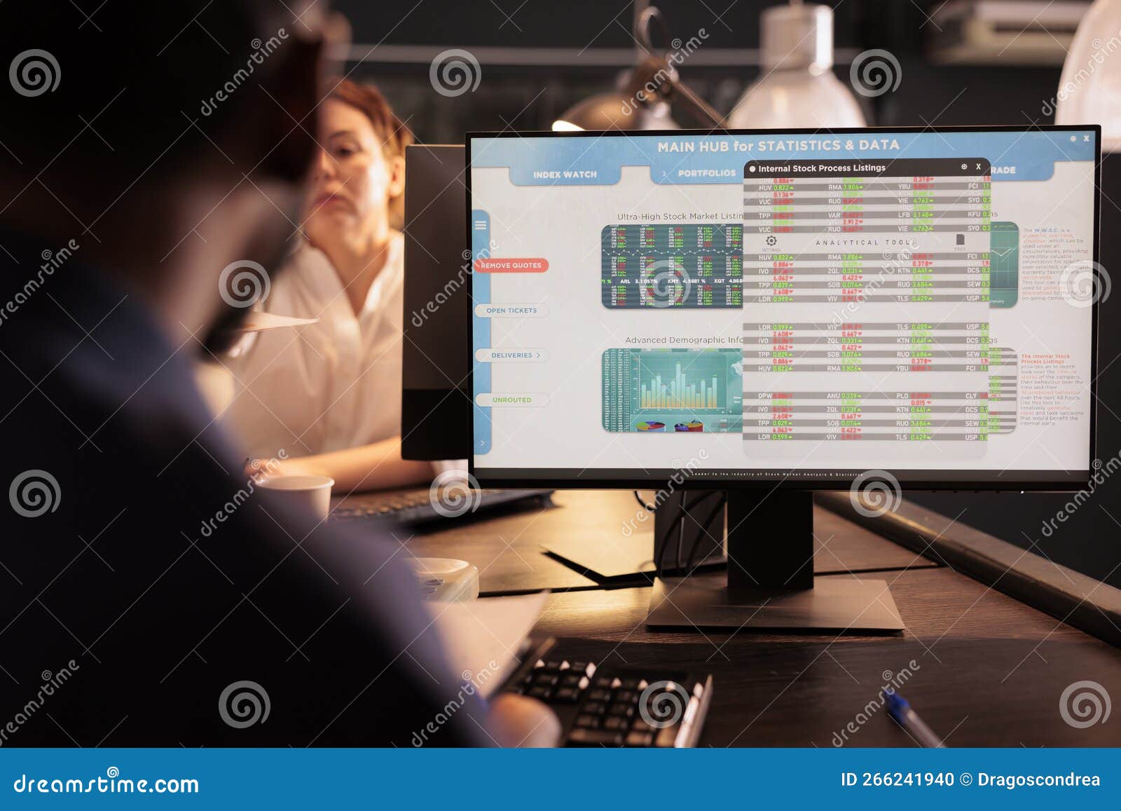 Employee Analyzing Trading Stock Market Using Analytics Software Stock ...