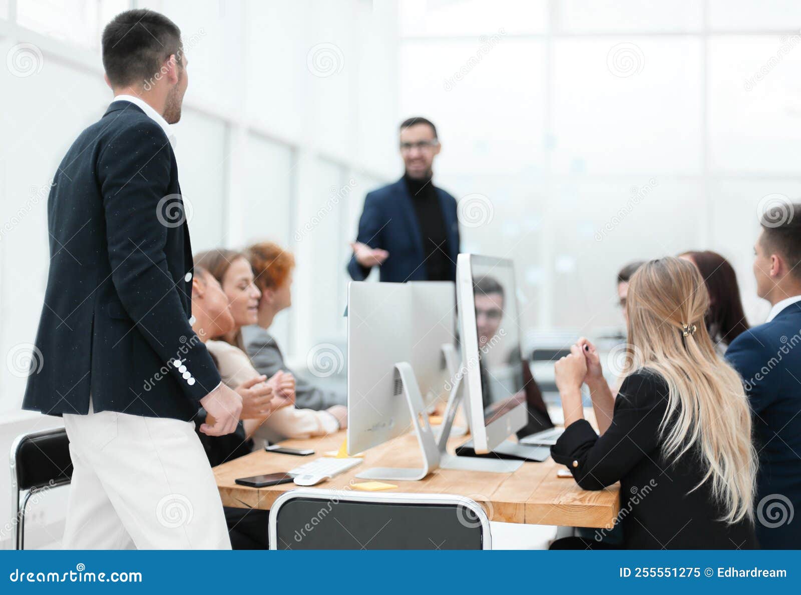 Employee Asks a Question during a Group Meeting Stock Image - Image of ...