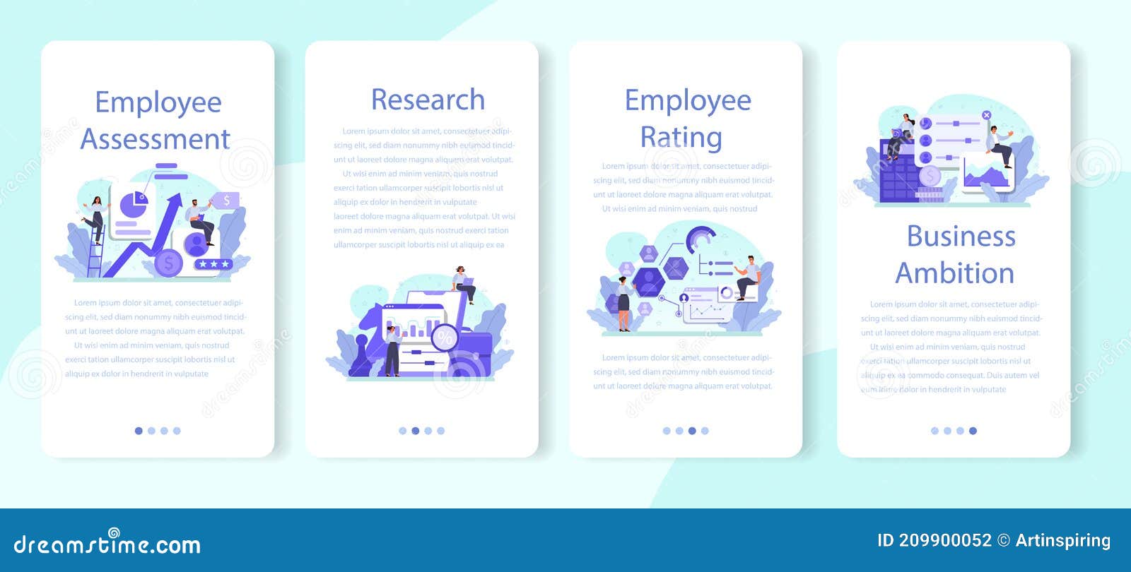 Employee Assessment Mobile Application Banner Set. Employee Evaluation ...