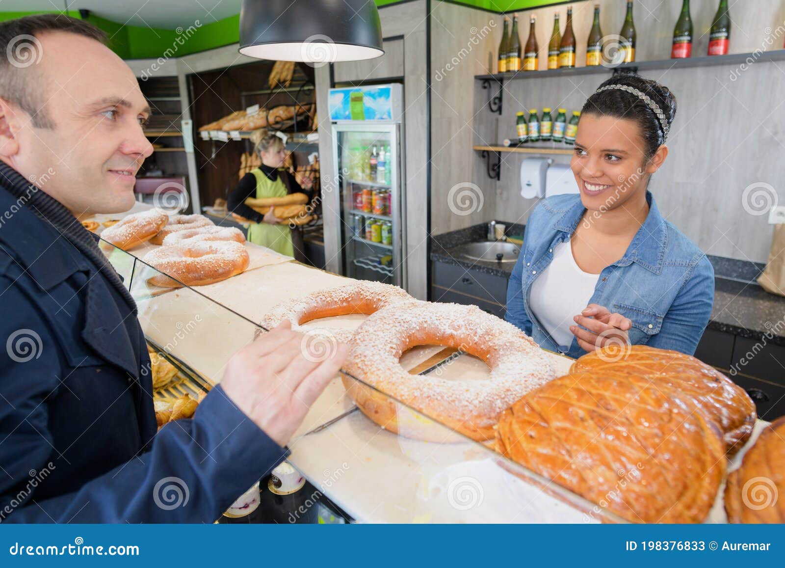 Employee in Bakery with Customer Stock Image - Image of bakery, food ...