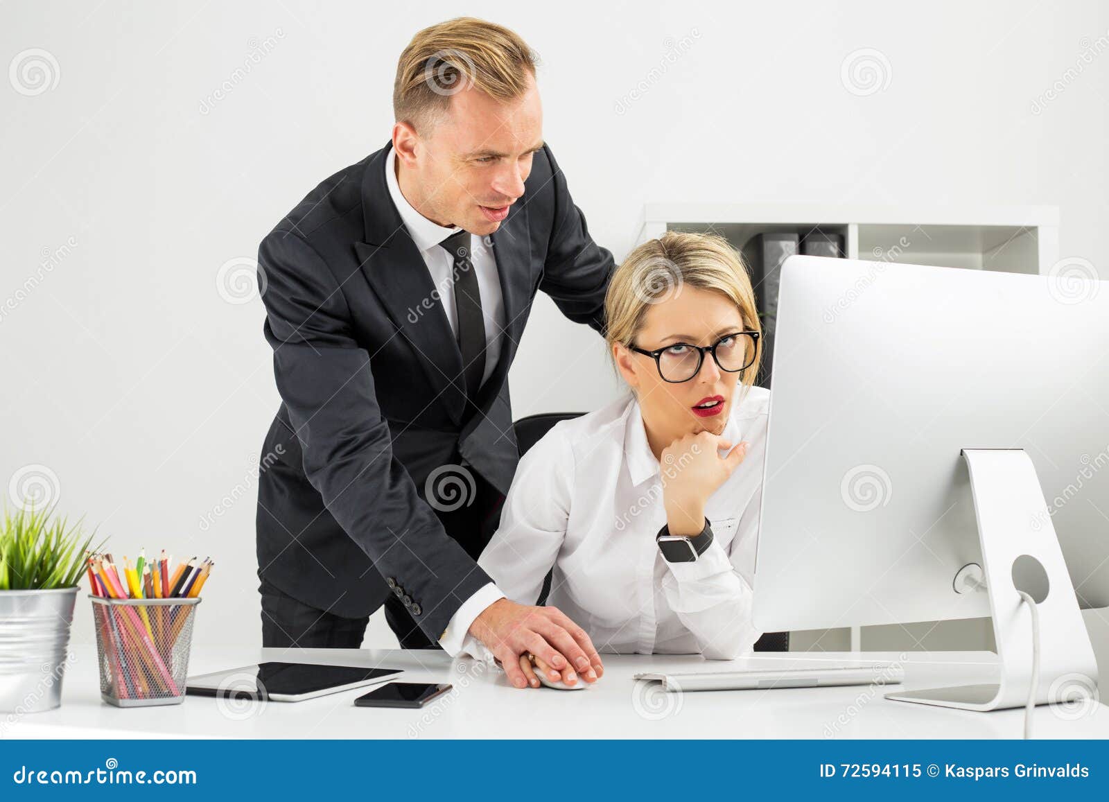 Employee Being Annoyed by Her Boss Stock Image - Image of attractive ...