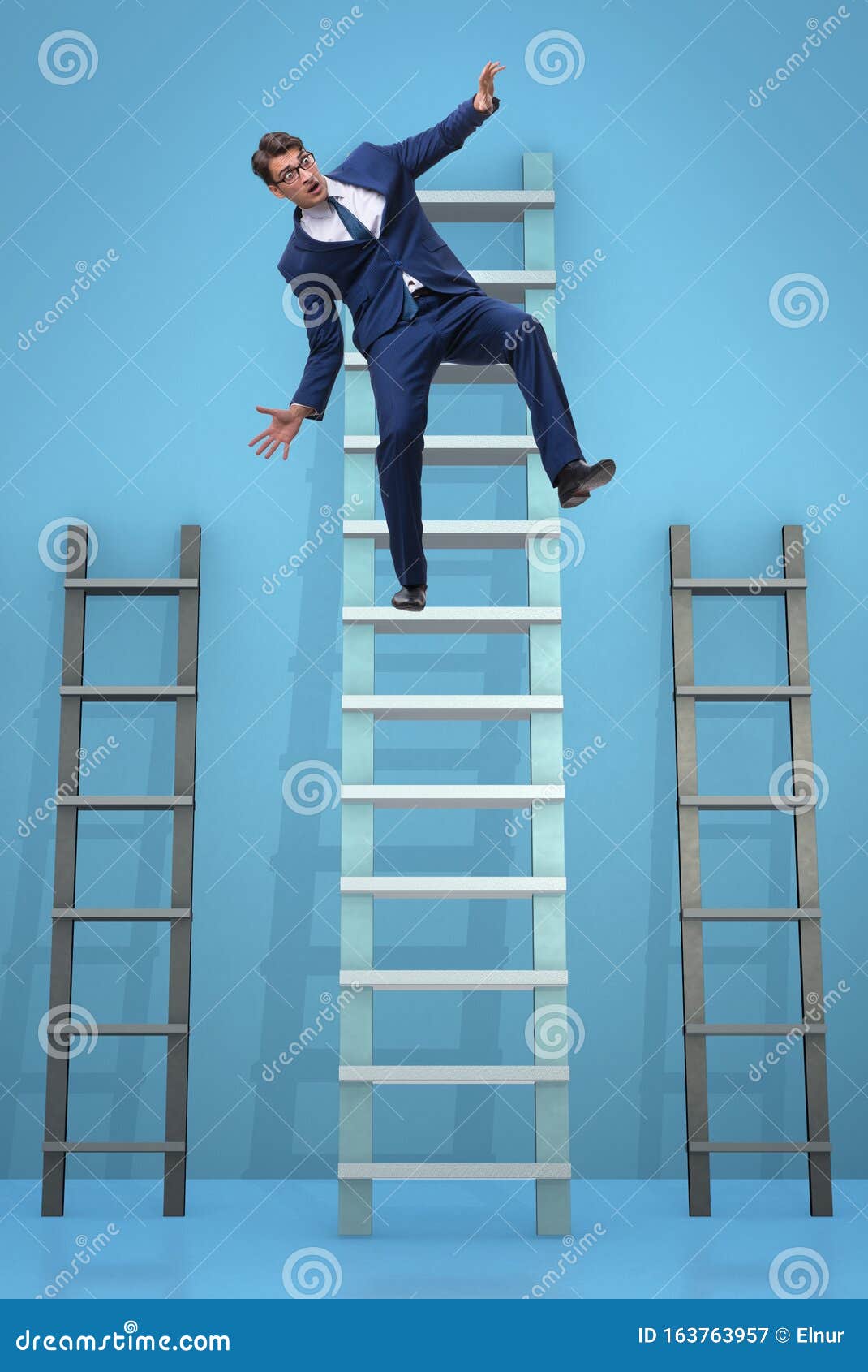 Employee Being Fired and Falling from Career Ladder Stock Image - Image ...