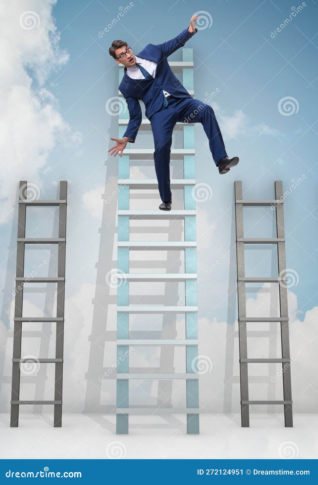 Employee Being Fired and Falling from Career Ladder Stock Image - Image ...