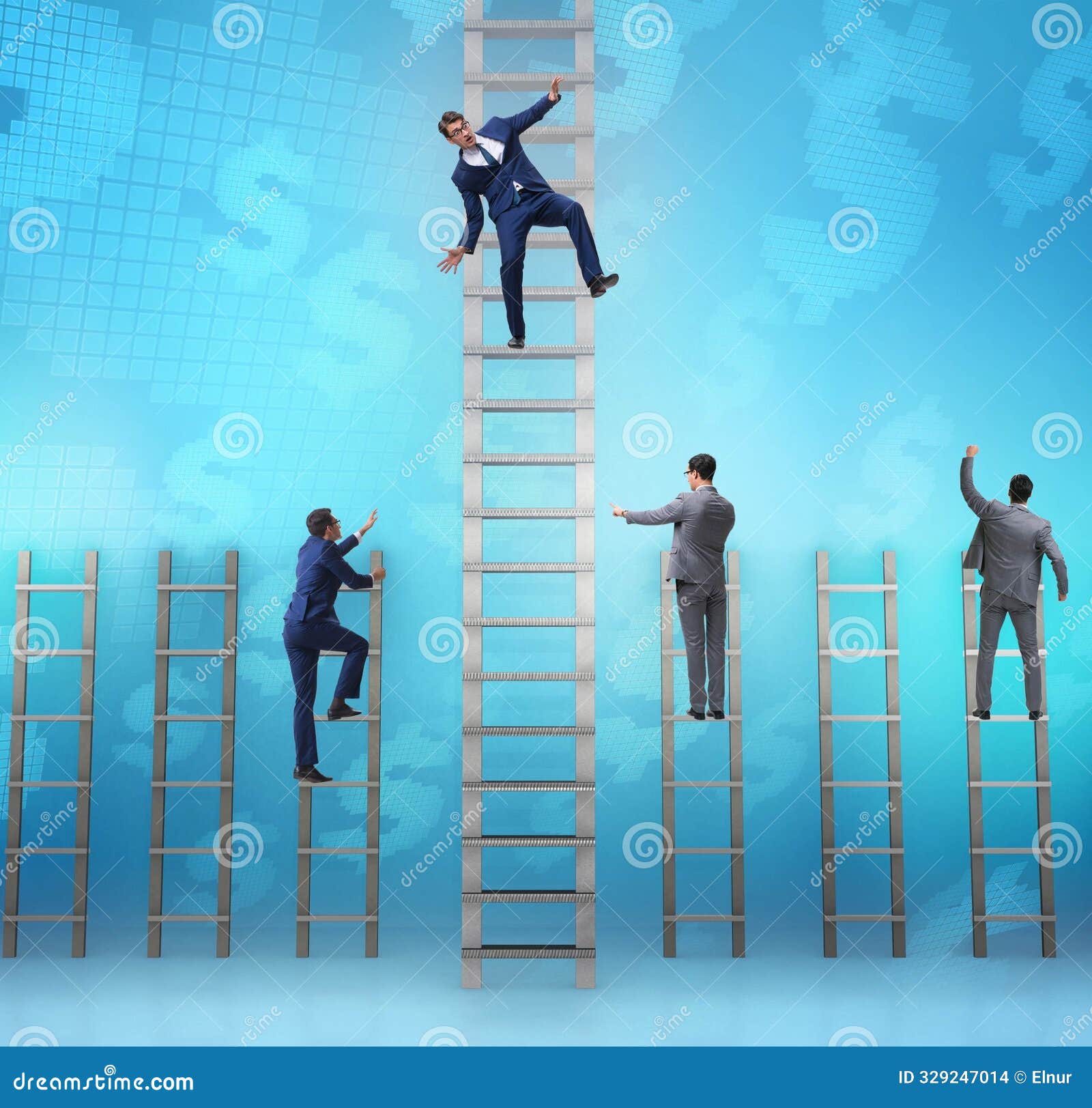 Employee Being Fired and Falling from Career Ladder Stock Photo - Image ...