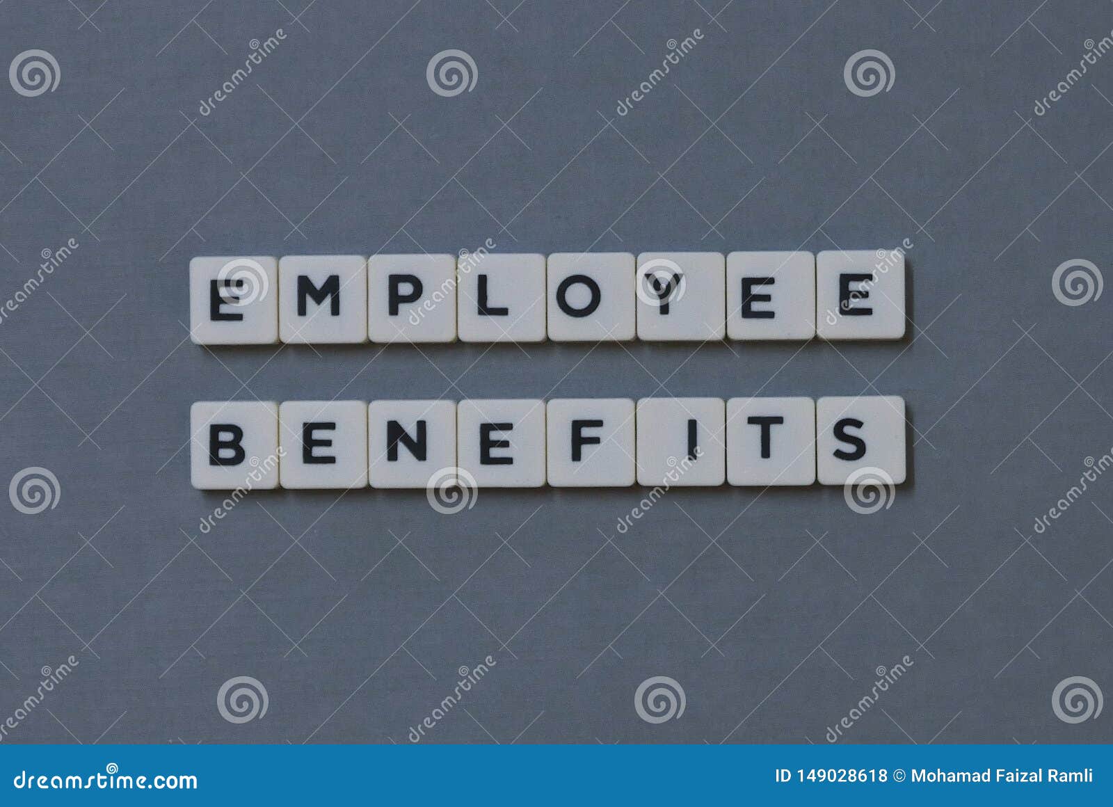 Employee Benefits Word Made of Square Letter Word on Grey Background ...