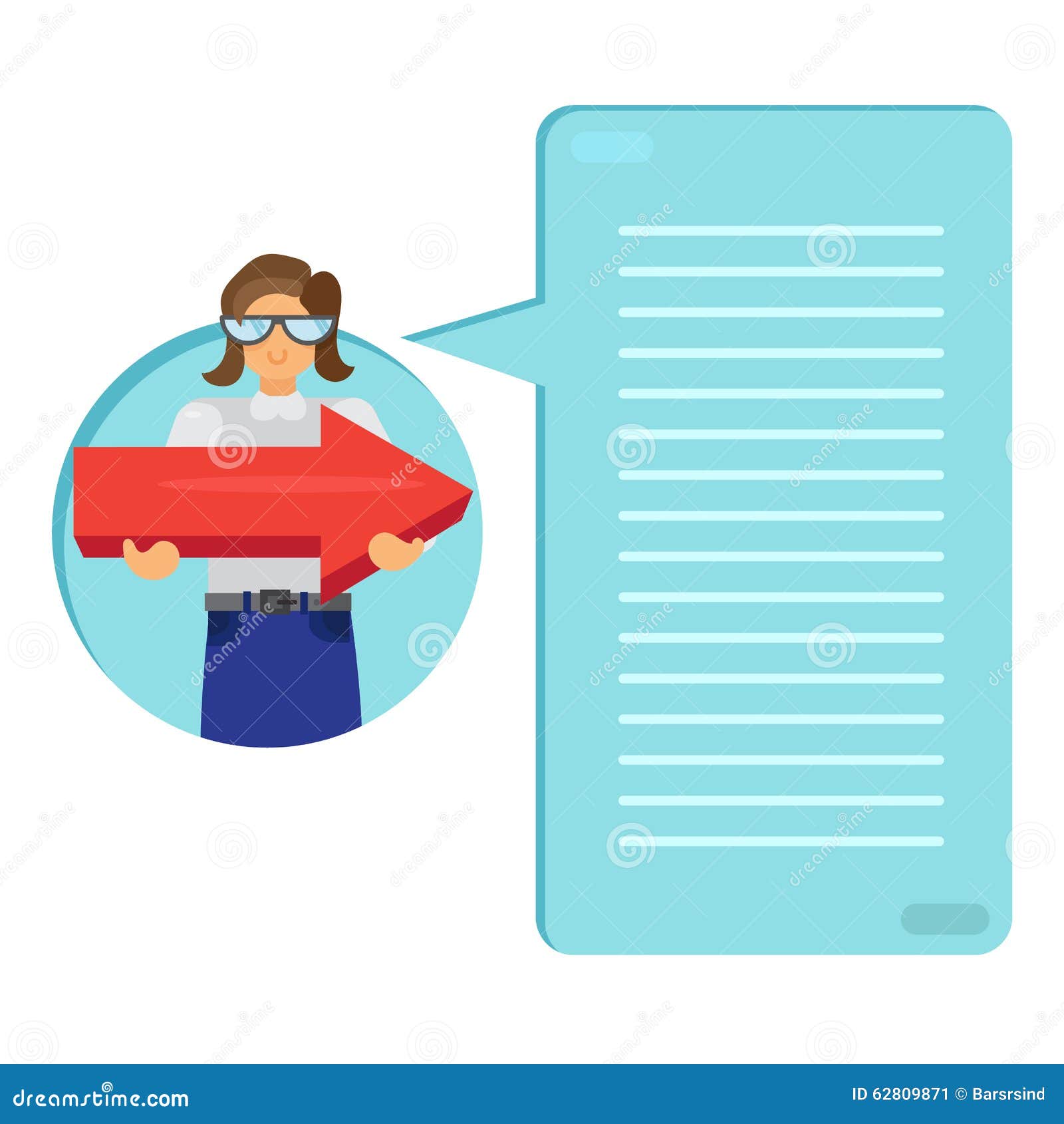 Employee with Big Arrow in Hands Stock Illustration - Illustration of ...