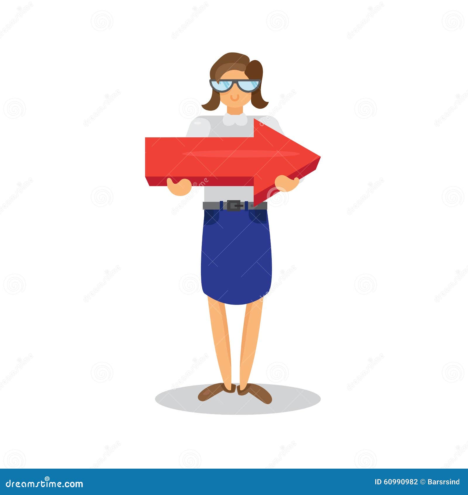 Employee with Big Arrow in Hands Stock Illustration - Illustration of ...