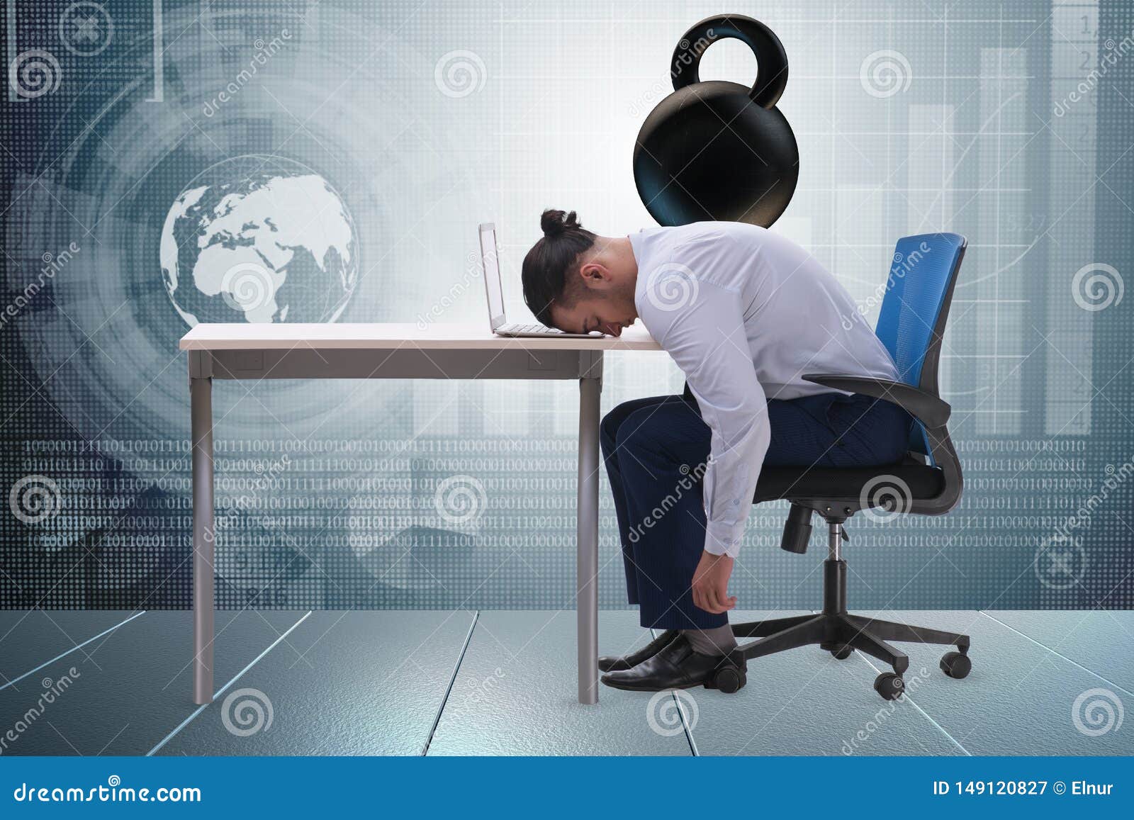 The Employee with Burden of Work Stock Image - Image of demotivated ...
