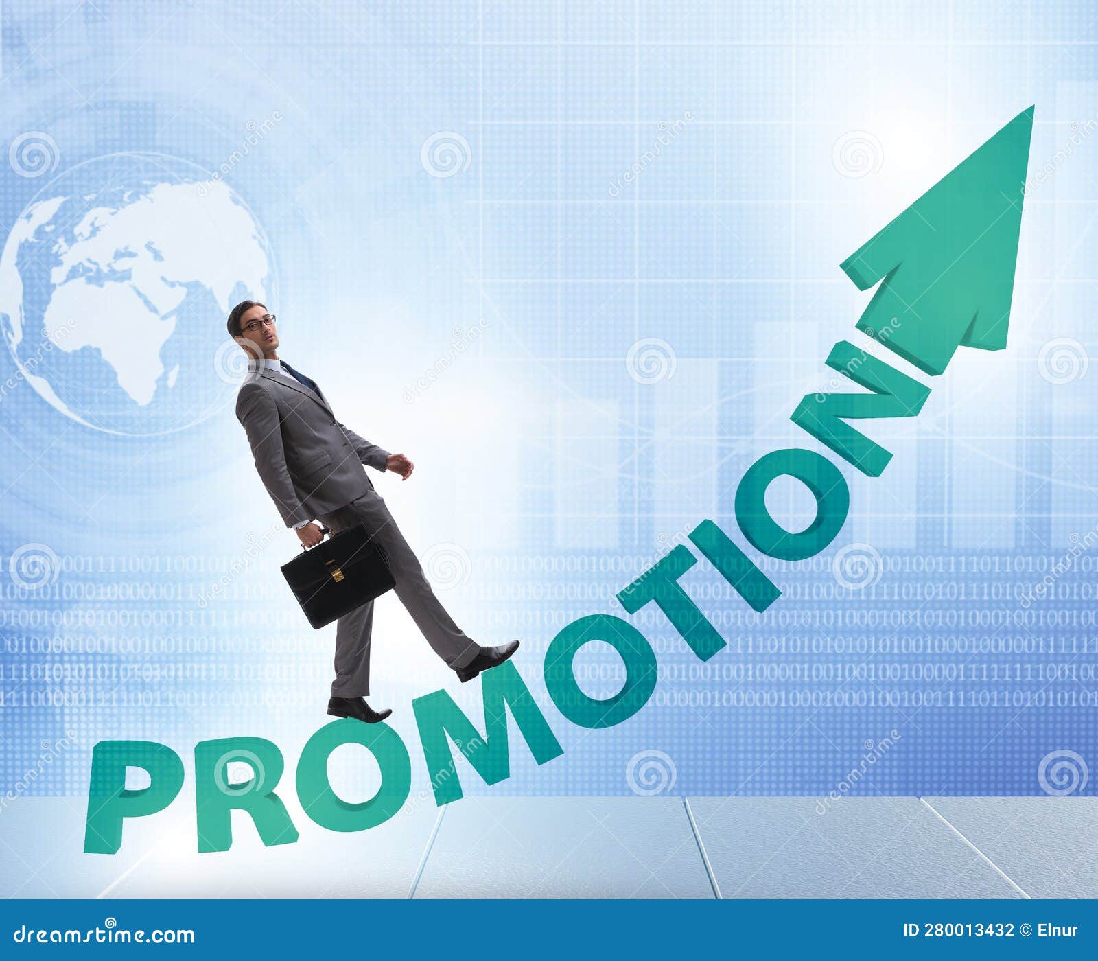 Employee in Career Promotion Concept Stock Photo - Image of goal ...