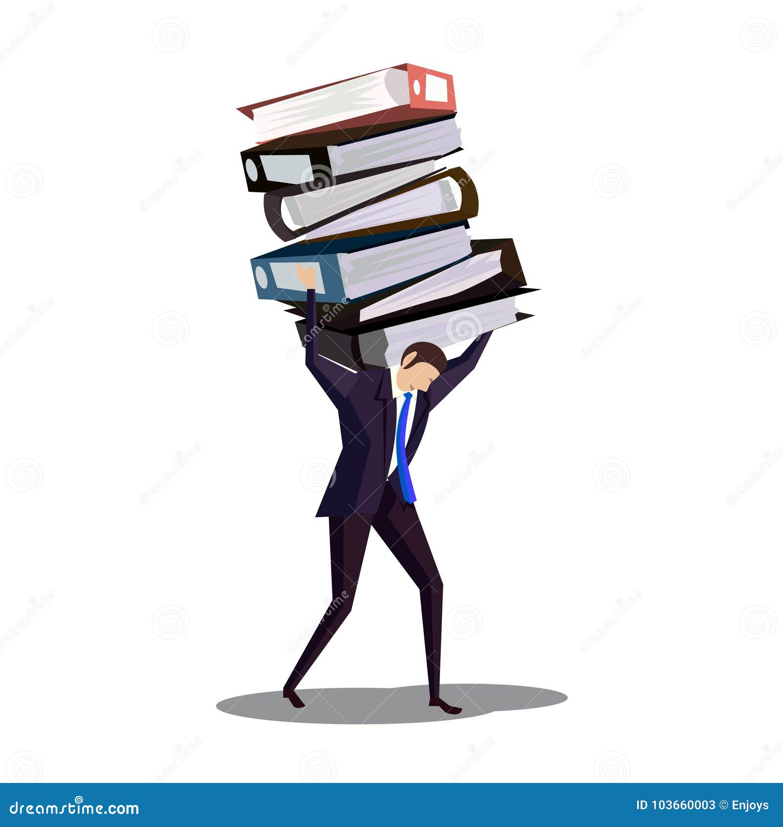 Employee Carries a Large Stack of Papers Concept Workload Stock ...