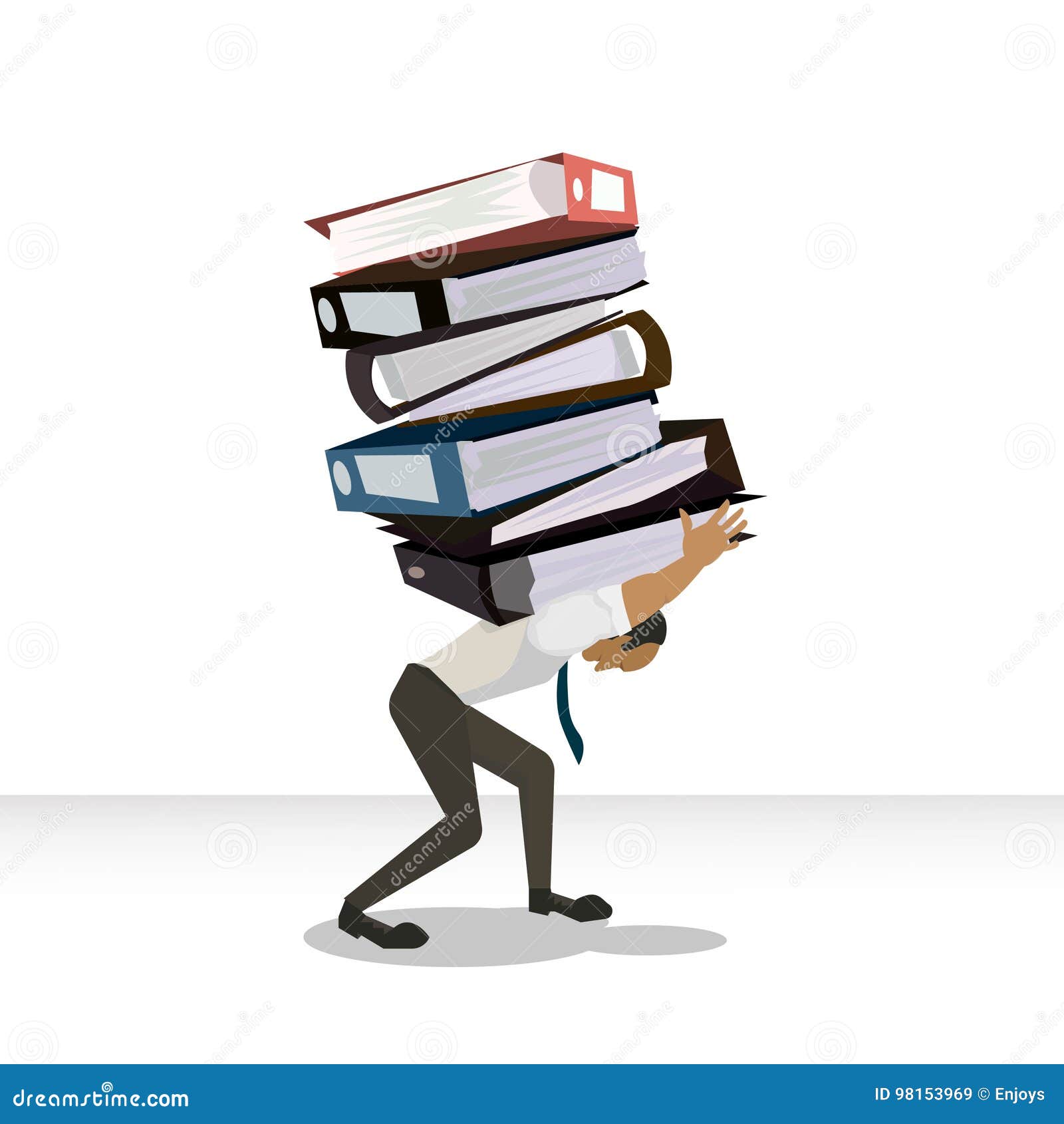 Employee Carries a Large Stack of Papers Concept Workload Stock ...